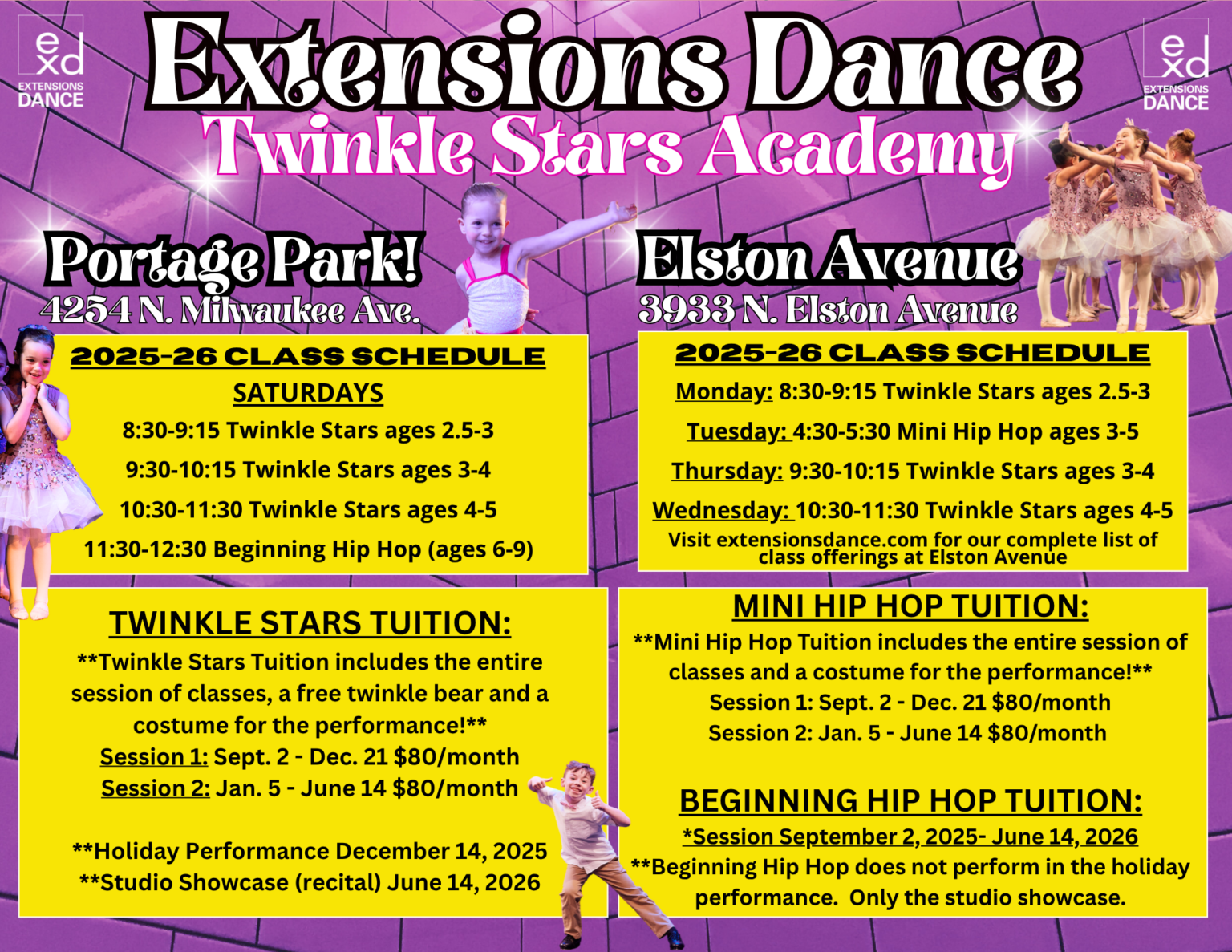 Schedule of classes 2025-26 | Extensions Dance Center